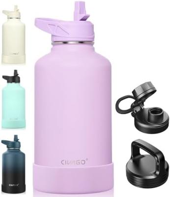 China 32 oz Insulated Stainless Steel Water Bottle with Straw 3 Leakproof Lids 18/8 Food Grade for sale