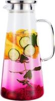 China Borosilicate Glass Pitcher 68oz Heat Resistant Water Jug with Lid for Hot Cold Drinks for sale