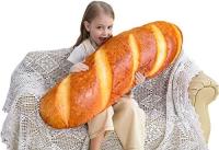 China 40 Inch 3D Simulation Bread Shape Soft Lumbar Back Cushion Funny Food Plush Stuffed Toy for sale