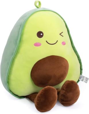 China 16.5 inch Soft Stuffed Avocado Fruit Plush Throw Pillow Gift for Kids Cute Food Shaped Toy for sale