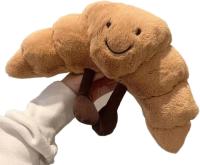 China WeightedPlush 9 Inch Croissant Plush Cute Smile Bread Pillow Stuffed Animal Soft Food Plushies for sale