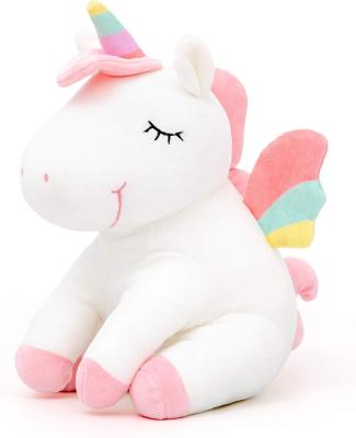 China Unicorn Stuffed Animal Plush Toy with Rainbow Wings 12 Inch Soft Cotton Gift for Girls for sale