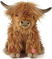 China Brown Highland Cow Stuffed Animal 9 Inch with Moo Sound Soft Plush Toy for Kids for sale
