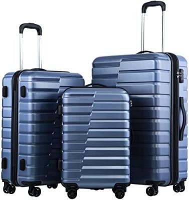 China ABS PC Hardshell Luggage Set 3 Piece 20 24 28 Inch TSA Lock Spinner Carry On Teal Blue for sale