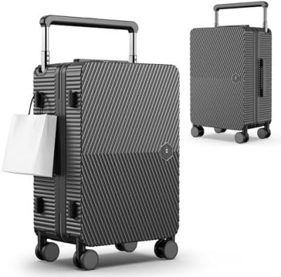 China Hard Shell Carry On Luggage 20 Inch with 360 Spinner Wheels TSA Lock Dual Zippers Airline Boarding Suitcase for sale