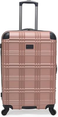 China Lightweight Hardside 4-Wheel Spinner Travel Luggage 24 Inch Checked Rose Gold for sale