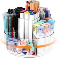 China 5 Slot 360 Degree Rotating Acrylic Pen Holder 6.9 Inch Desk Organizer Caddy for sale