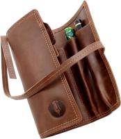 China Genuine Leather Roll Up Pen Case Pouch 6 Slots 9.8x6.7 Inch Fountain Pen Storage Organizer for sale