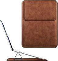 China PU Leather Laptop Case for MacBook Air 13.6 M3 M2 A3113 A2681 and MacBook Pro 14 A2992 with Stand Function Brown for sale