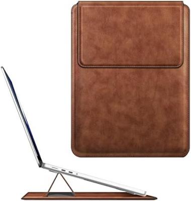 China PU Leather Laptop Case for MacBook Air 13.6 M3 M2 A3113 A2681 and MacBook Pro 14 A2992 with Stand Function Brown for sale