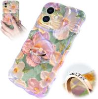 China iPhone 12 Pro Max Case with Ring Holder Oil Painting Floral Design 6.7 Inch TPU for sale