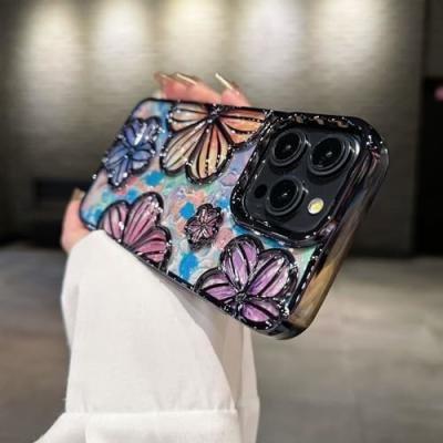 China iPhone 12 Pro Max Case 6.7 Inch Clear 3D Flower Phone Case for Women Luxury Plating Floral Cover for sale