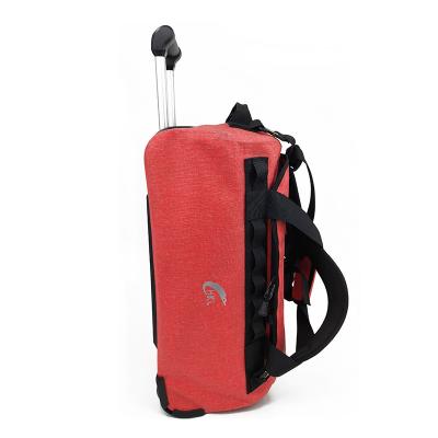 China Waterproof PVC Trolley Duffel Bag 80L Heavy Duty Travel Luggage with Wheels for sale