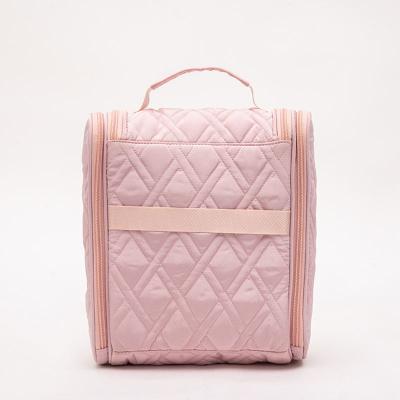 China Pink Cosmetic Bag with Multiple Compartments for Travel and Daily Use for sale