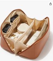 China EACHY Large Capacity Travel Makeup Bag 9.25x4.13x4.33 Inch Waterproof PU Leather Cosmetic Toiletry Organizer for sale