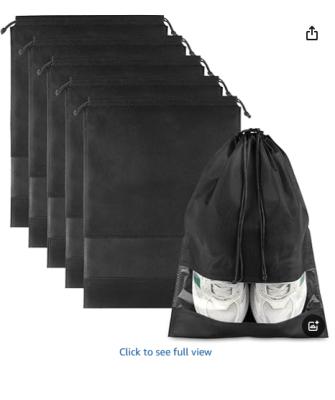 China Non-Woven Travel Shoe Bags 5 Pack 12.6x17.3 Inch with Clear Window Drawstring Closure for sale