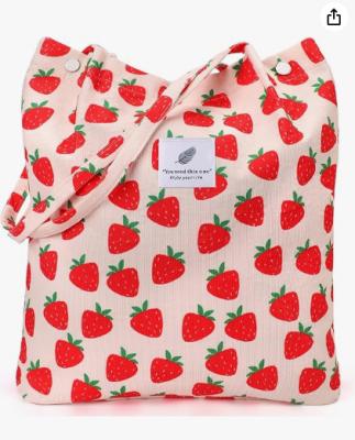 China Large Capacity Corduroy Tote Bag for Women 12.5x15.3 Inch Reusable Shoulder Bag with Inner Pocket for sale