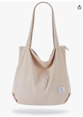 China KALIDI Women Corduroy Tote Bag 17x4x15.75inch Large Capacity Shoulder Bag with Zipper Pockets for sale