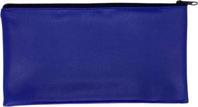 China Blue Bank Security Deposit Zipper Bag 11x6 Inch Water Resistant Vinyl Coated Exterior for Cash Coin Check Storage for sale