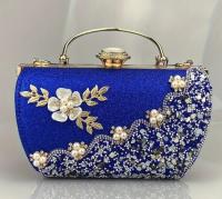 China REWELL Red Golden Floral Embellished Evening Clutch Bag with Detachable Chain Strap SGS Certified for sale