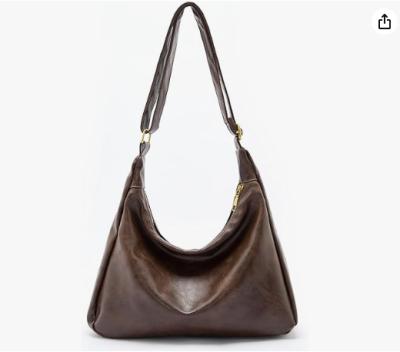 China Ultra Soft Foldable Vegan Leather Hobo Bag for Women 13 inch Shoulder Tote Purse for sale