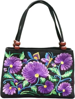 China Double-Sided Embroidery Tote Bag 40x30cm Travel Beach Shoulder Bag Ethnic Vintage for sale