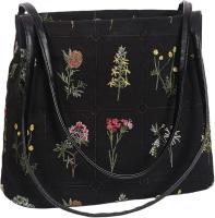 China Floral Embroidered Canvas Tote Bag for Women 11x9x4 inch PU Handle Handbag for sale