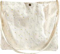 China Women's Floral Embroidered Canvas Tote Bag with Inner Pocket 15L Crossbody Shoulder Handbag for sale
