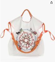China Ball&Chain Carriage Pattern Embroidered Nylon Handbag 16x15x11 inch Travel Shoulder Bag for Women for sale