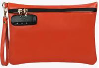 China PU Leather Smell Proof Bag with Combination Lock 11x7.8x1.18 Inch Travel Money Cash Pouch for sale
