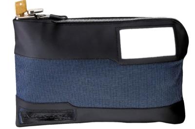 China Master Lock 7120D Money Bag with Key Lock and Zipper 11.5 Inch Blue Nylon Cash Pouch for sale