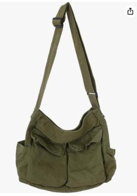 China Canvas Messenger Bag Large 15L Crossbody Shoulder Bag for Travel Men Women for sale
