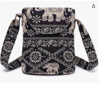 China Women's Retro Canvas Shoulder Bag 7x9x4 Inch Hippie Boho Crossbody Handbag for sale