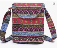 China Women's Retro Canvas Shoulder Bag 7x9x4 Inch Hippie Boho Crossbody Handbag for sale