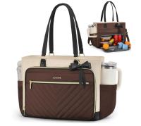China Insulated Lunch Tote Bag for Women, 15.6 Inch Laptop Compartment, Large Capacity Work Tote with Cup Holder, Water Resistant Leakproof for sale