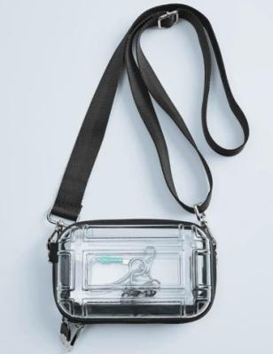 China Mini transparent travel makeup bag, 7-inch single-shoulder bag, travel crossbody bag, PC hard shell storage bag, aviation small square bag for sale