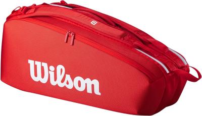 China Wilson Super Tour Red Tennis Racket Backpack designed to hold up to 6 rackets with thermoguard lining and dual carrying system for comfortable transport for sale