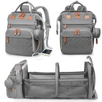 China Baby Diaper Bag with Changing Station, Waterproof Diaper Bag Backpack for Moms Dads with USB Charging Port, Baby Shower Gifts, Baby essentials,Grey for sale