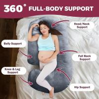 China Pregnancy Pillows for Sleeping – 57-Inch Maternity Pillow for Pregnant Women with Removable Washable Cover – Support for Back, Belly, Neck, Legs, & Hips – V C U Shaped Full Body Pillow, Velvet Grey for sale