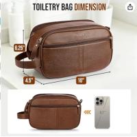 China PU Leather Toiletry Bag for Men, Brown | Travel Toiletry Organizer for Grooming, Shaving Bag for Toiletries Accessories, Bathroom Essentials for sale