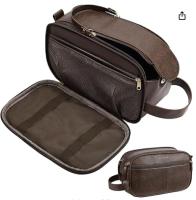 China PU Leather Toiletry Bag for Men, Brown | Travel Toiletry Organizer for Grooming, Shaving Bag for Toiletries Accessories, Bathroom Essentials for sale