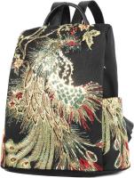 China Glitter Embroidery Women Backpack Purse, Fashion Canvas Travel Anti-theft Rucksack Shoulder Bag (Black) for sale
