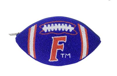 China UF UNIVERSITY OF FLORIDA BEADED FOOTBALL COIN BAG for sale