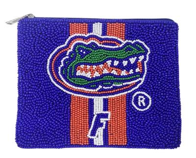 China UF UNIVERSITY OF FLORIDA BEADED FOOTBALL COIN BAG for sale