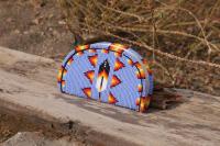 China Handmade Coin Bag made of Cz Glass Seed Beads and leather designed to hold coins cosmetics and small essentials securely for sale