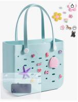China Beach Bag for Women, Water-resistant Rubber Tote Bag, Sandproof Vacation Essentials for Summer Swim Cruise Pool for sale