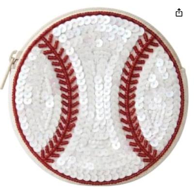 China Beaded Coin Purse Change Zipper Pouch Wallet Softball | Handmade Beadwork, Compact Organizer, Cash Holder, Card Storage, Makeup Pouch, Giftable Accessory, Everyday Carry for sale