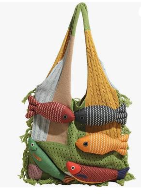 China Bohemian style travel handbag for women large-capacity woven bag vacation beach seaside tote bag crochet purse for sale