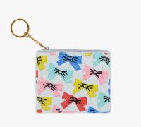 China Compact coin bag with intricate beadwork secure top zip closure and gold tone key ring ideal for storing coins and small items for sale