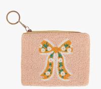 China Ricki Beaded Coin Bag with Front and Back Beadwork Secure Zip Closure and Gold Tone Key Ring for Convenient Coin Storage for sale